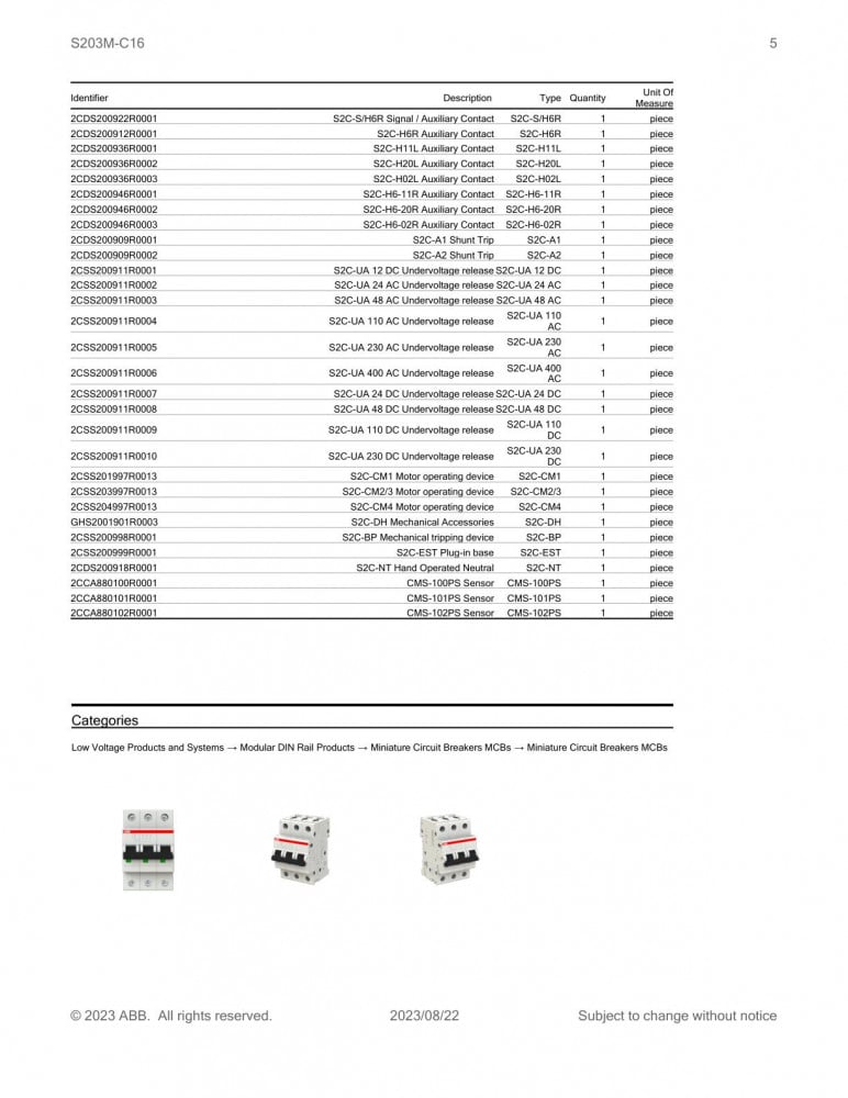 S203M-C16 technical document page 5