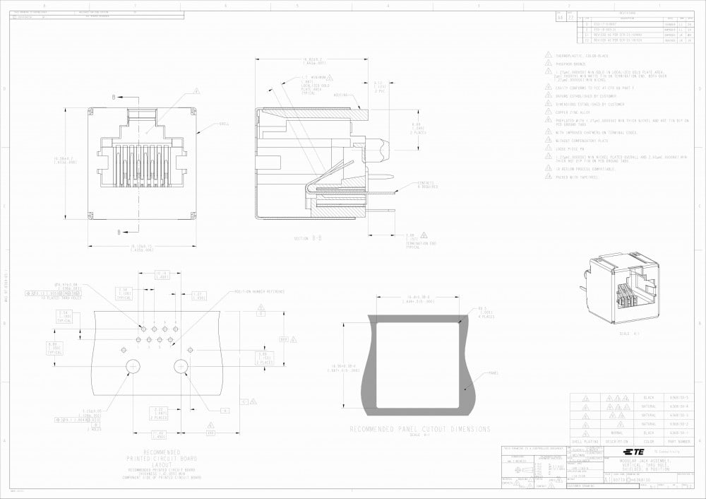 TE Connectivity 6368150-4 technical drawing