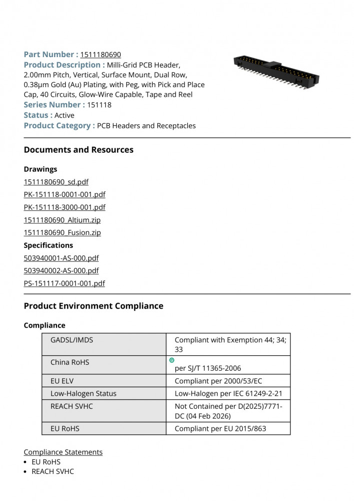MOLEX product specification page 1