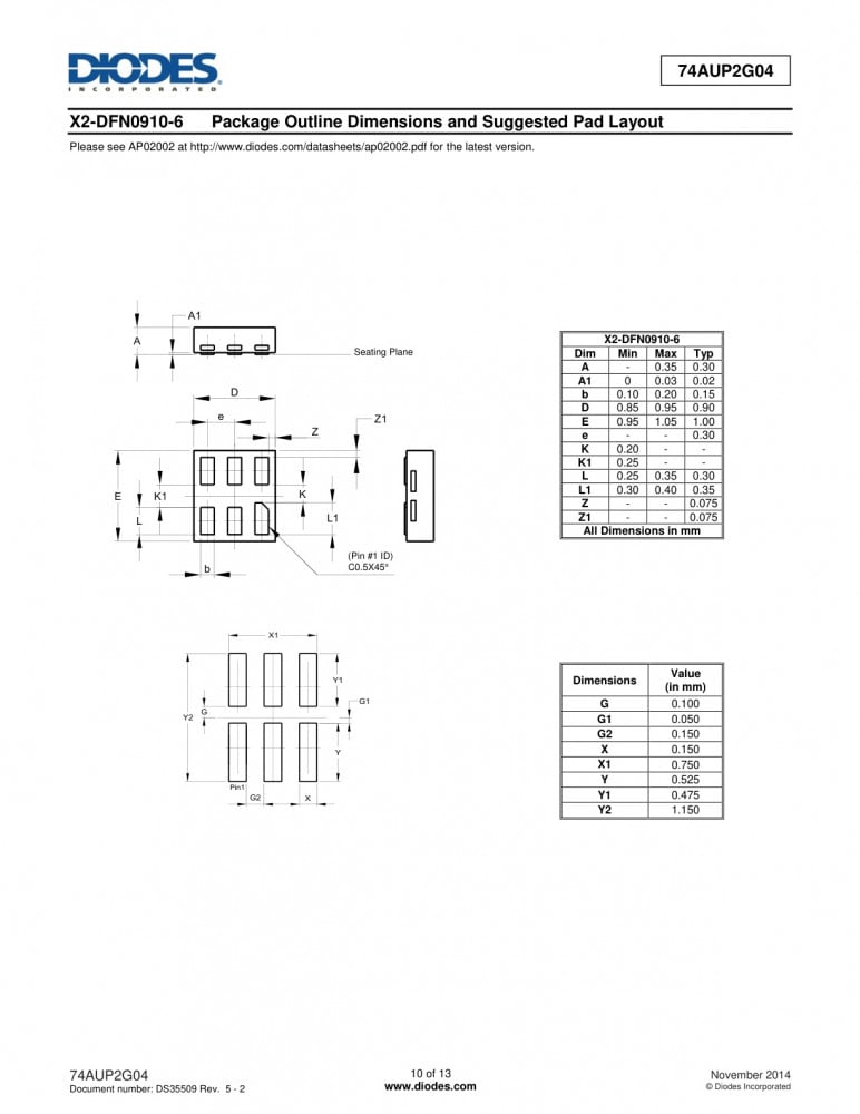 74AUP2G04FW3-7 datasheet page 10