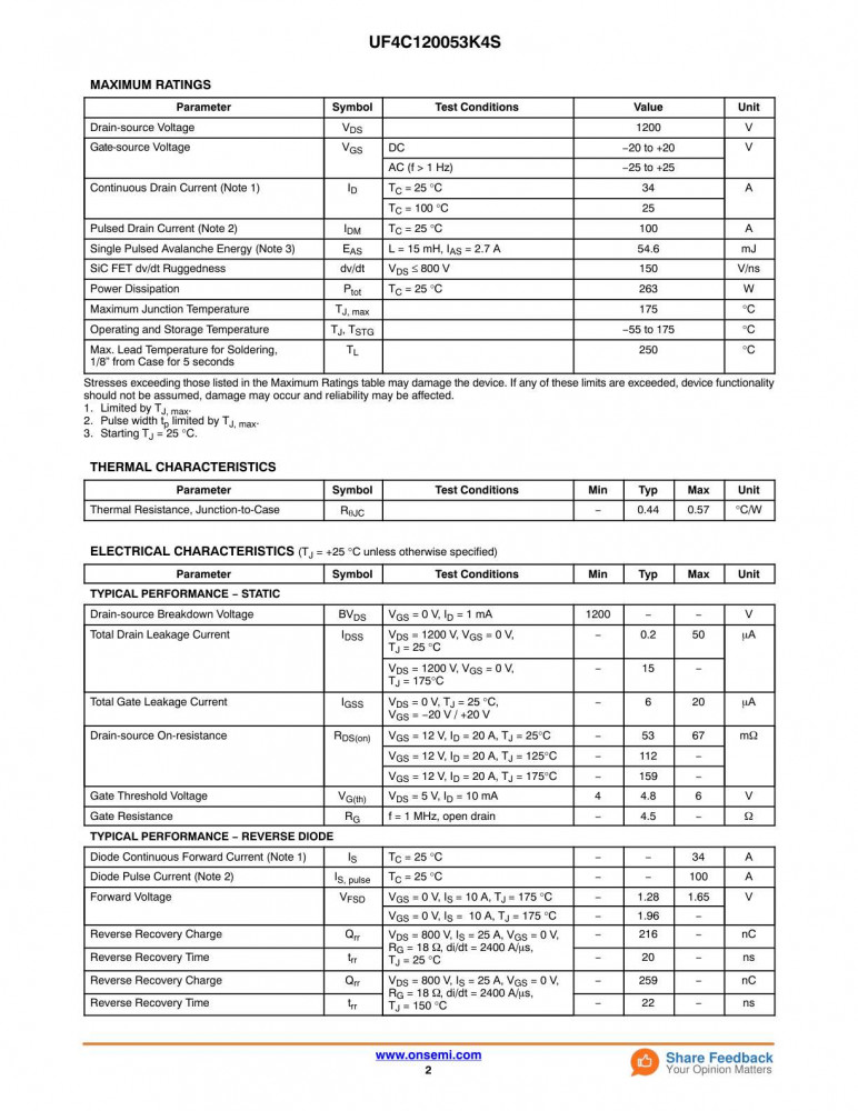 UF4C120053K4S datasheet page 2