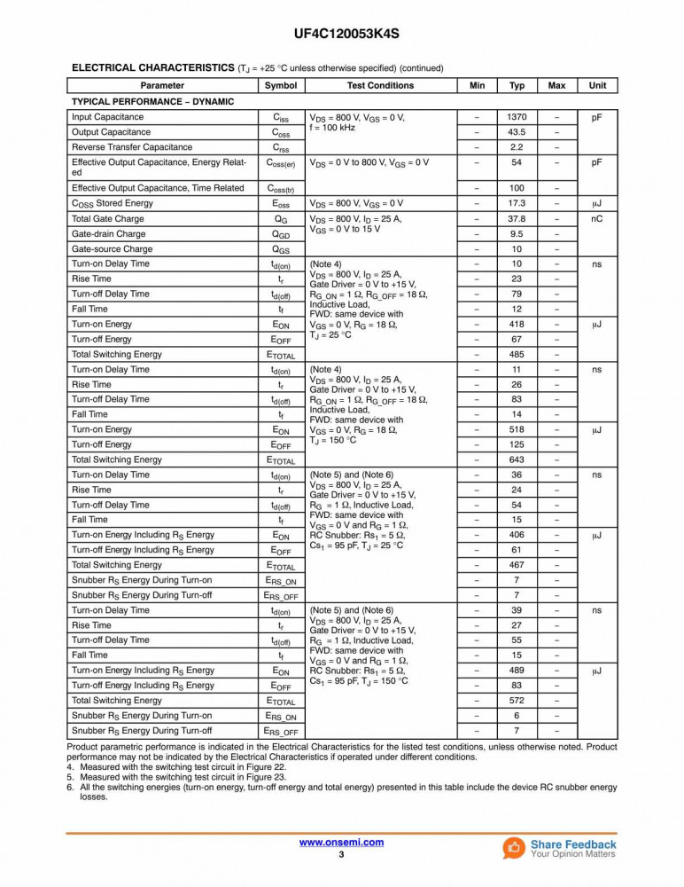 UF4C120053K4S datasheet page 3