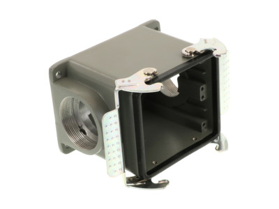 Heavy-Duty Standard (STD) Double Lever Surface Mount Housing, Die-cast Aluminum, with 2 Levers, with Gasket, Size 32B «77x62», Pg36x2 Thread, Grey for sale