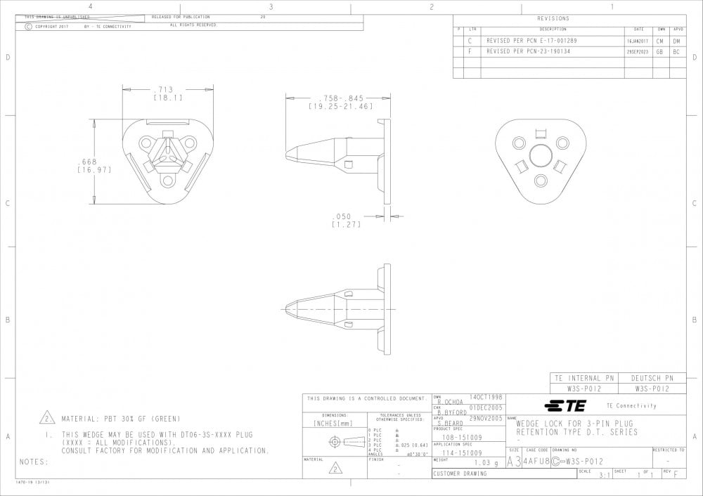 DEUTSCH W3S-P012 official drawing page