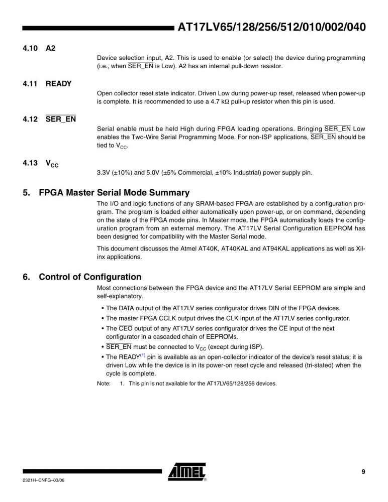 AT17LV family technical document page 9