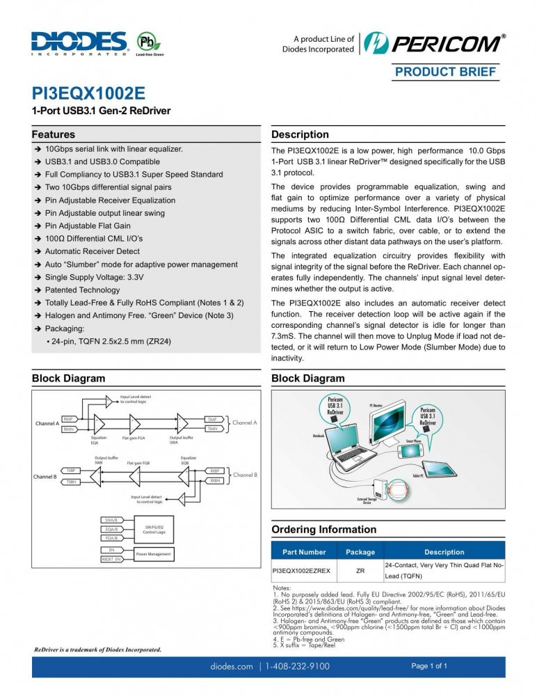 PI3EQX1002E technical document preview