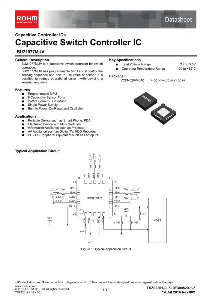 BU21077MUV-E2 datasheet page 1