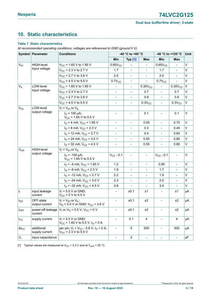 74LVC2G125DP datasheet page 6