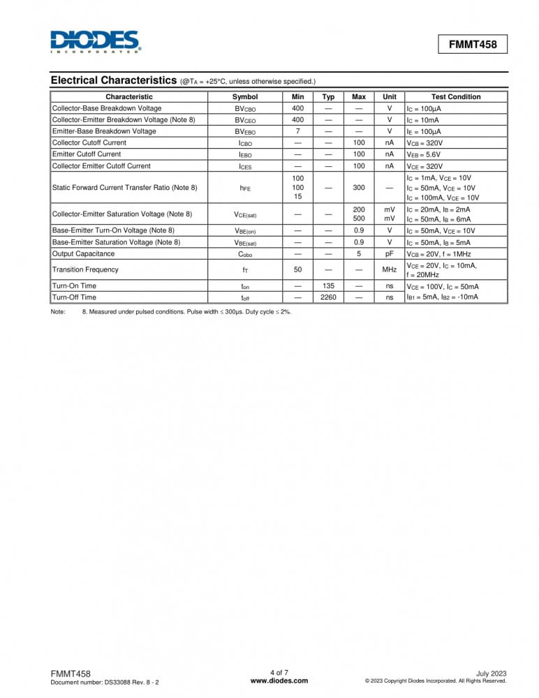 FMMT458TA datasheet page 4
