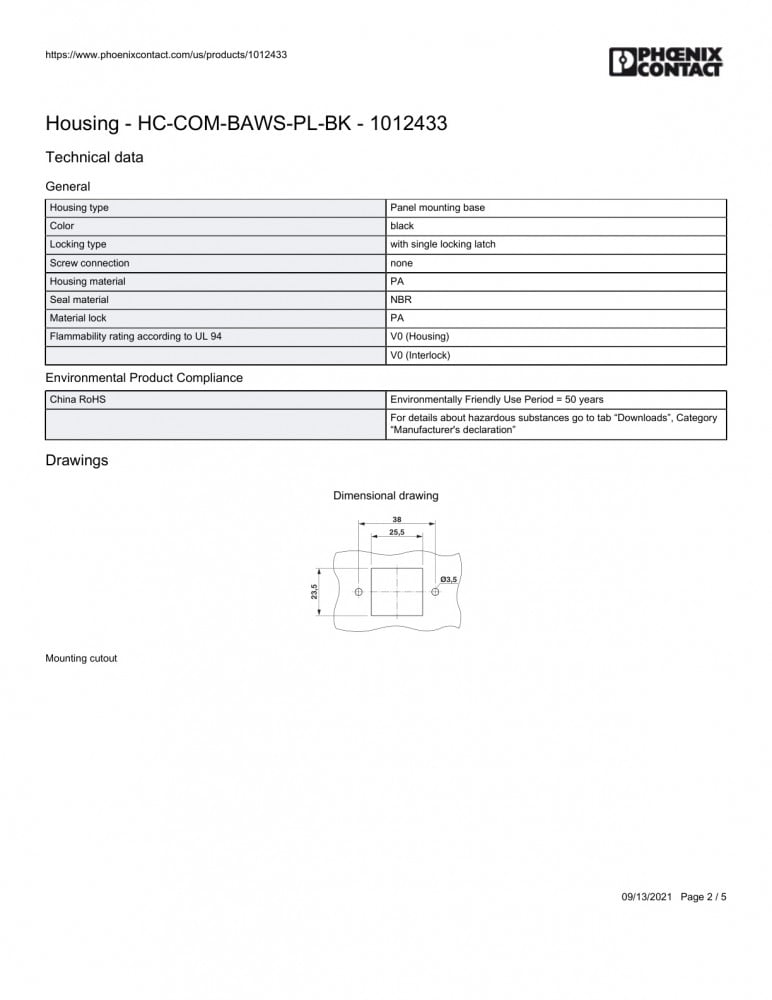 Phoenix Contact 1012433 technical document page 2