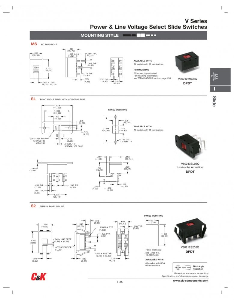 C&K V Series datasheet page 3
