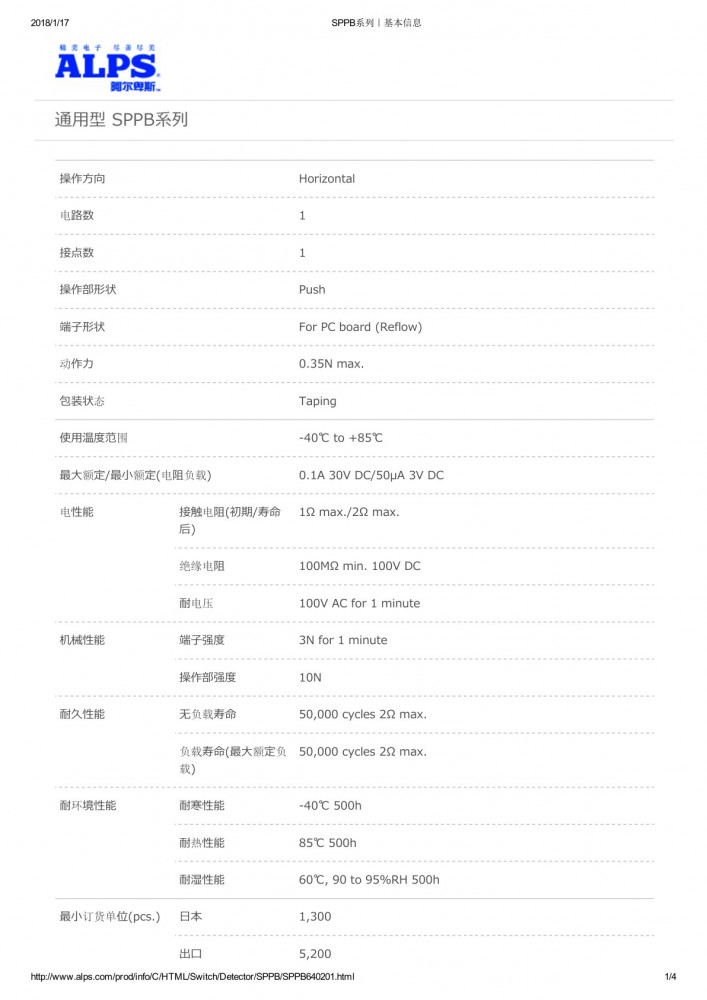 SPPB640201 product outline drawing