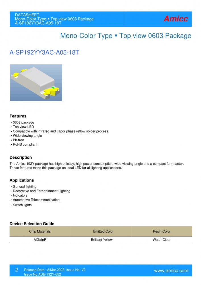 A-SP192YY3AC-A05-18T datasheet page 2