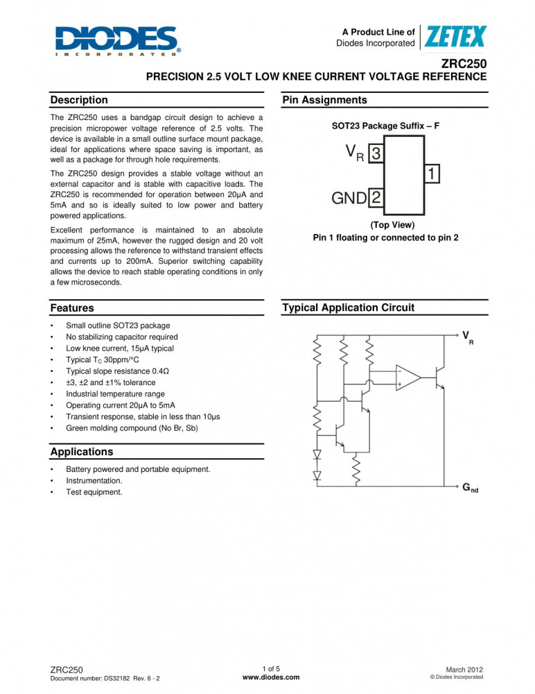 ZRC250F03TA datasheet page 1