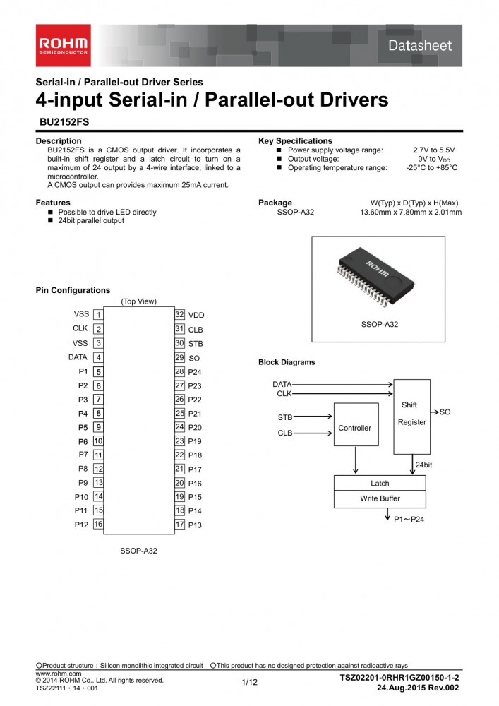 BU2152FS-E2 datasheet page 1
