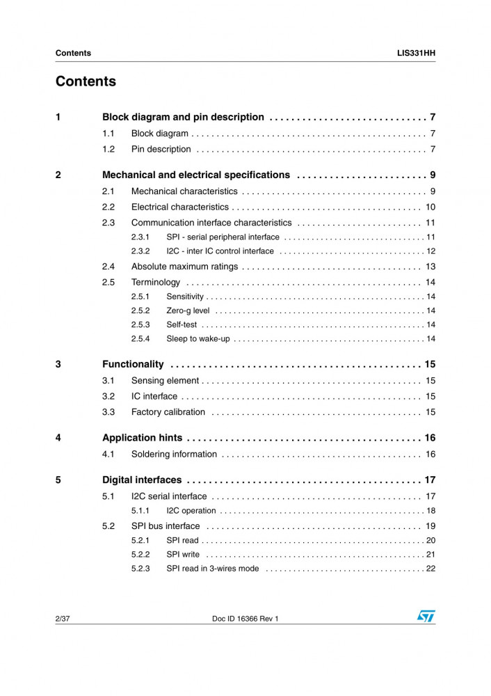 LIS331HH datasheet page 2