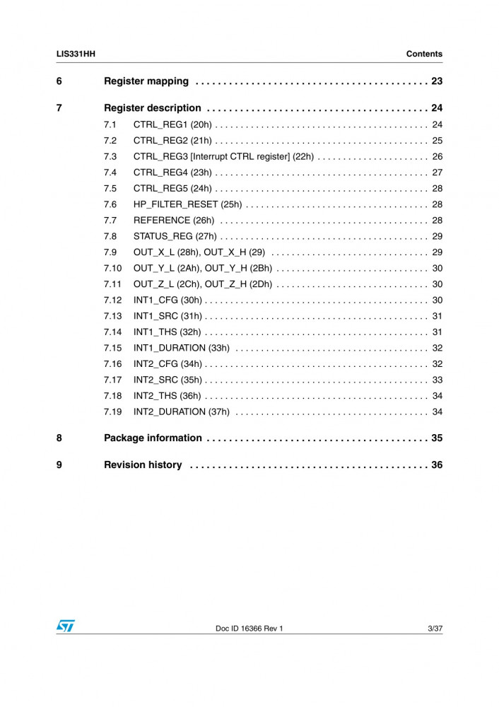 LIS331HH datasheet page 3