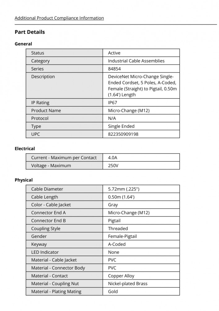 Technical document image 2 for MOLEX 848547021