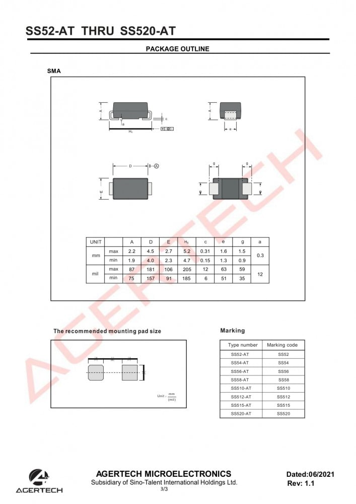 Agertech SS54-AT datasheet page 3