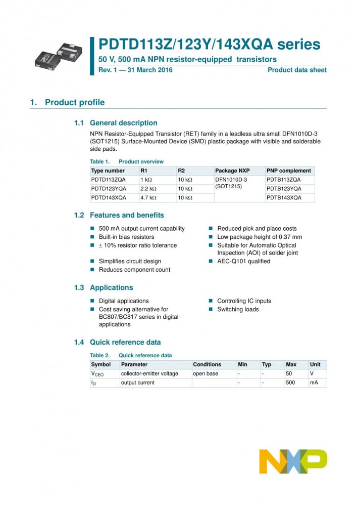 PDTD113ZQAZ datasheet page 2