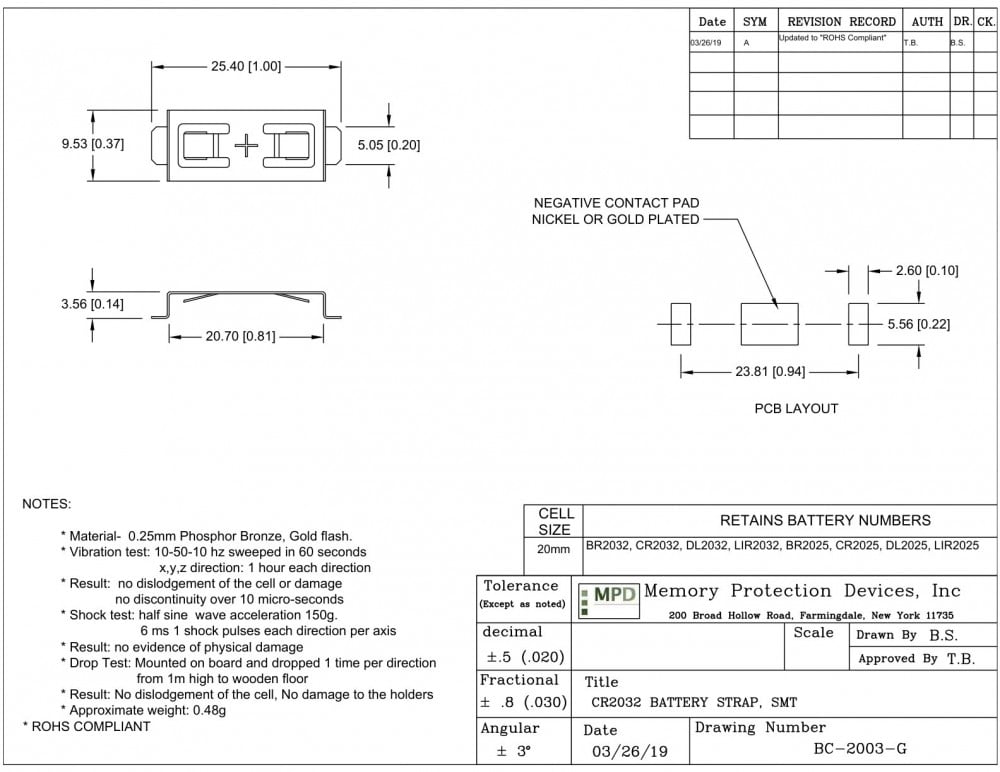 MPD BC-2003-G-TR technical drawing