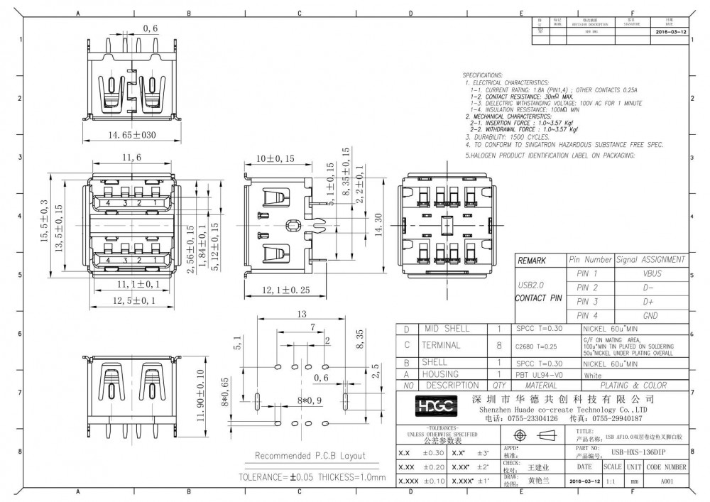 HDGC USB-HXS-136DIP technical document