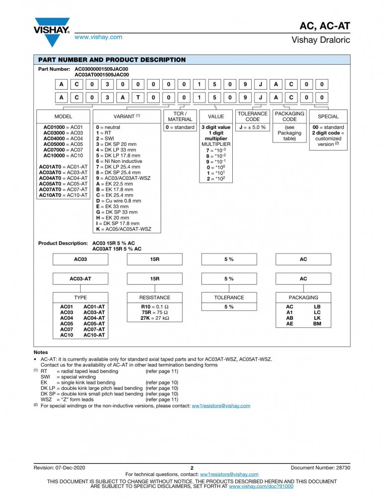 Vishay AC series datasheet page 2