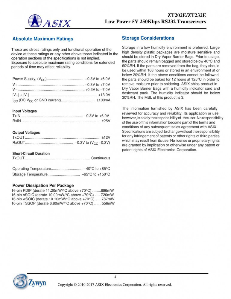 ZT232LEEN datasheet page 4
