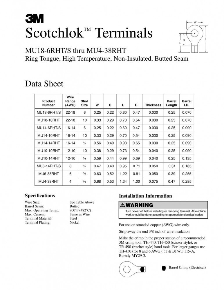 3M Scotchlok terminal technical document page 1