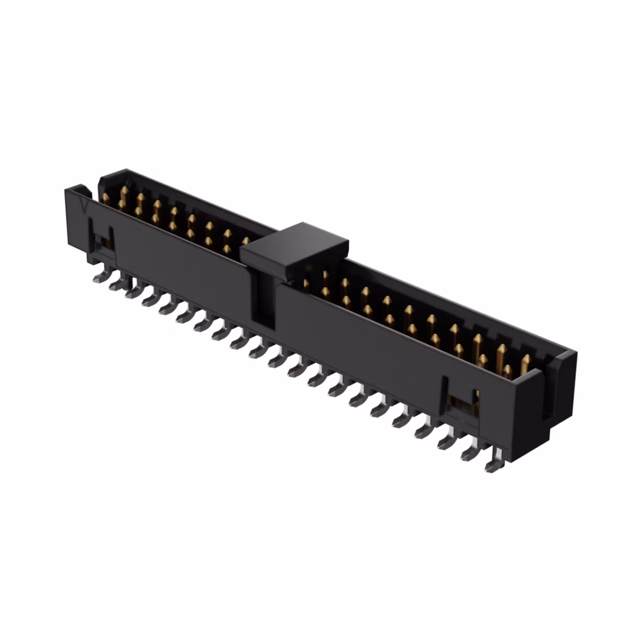 2.00mm Pitch, Milli-Grid PCB Header, Dual Row, Vertical, Surface Mount, Shrouded, 42 Circuits, 0.76µm Gold (Au) Plating, Dual Side Slots, Dual Friction Locks, Center Polarization, with Pegs, with Cap, Tube for sale