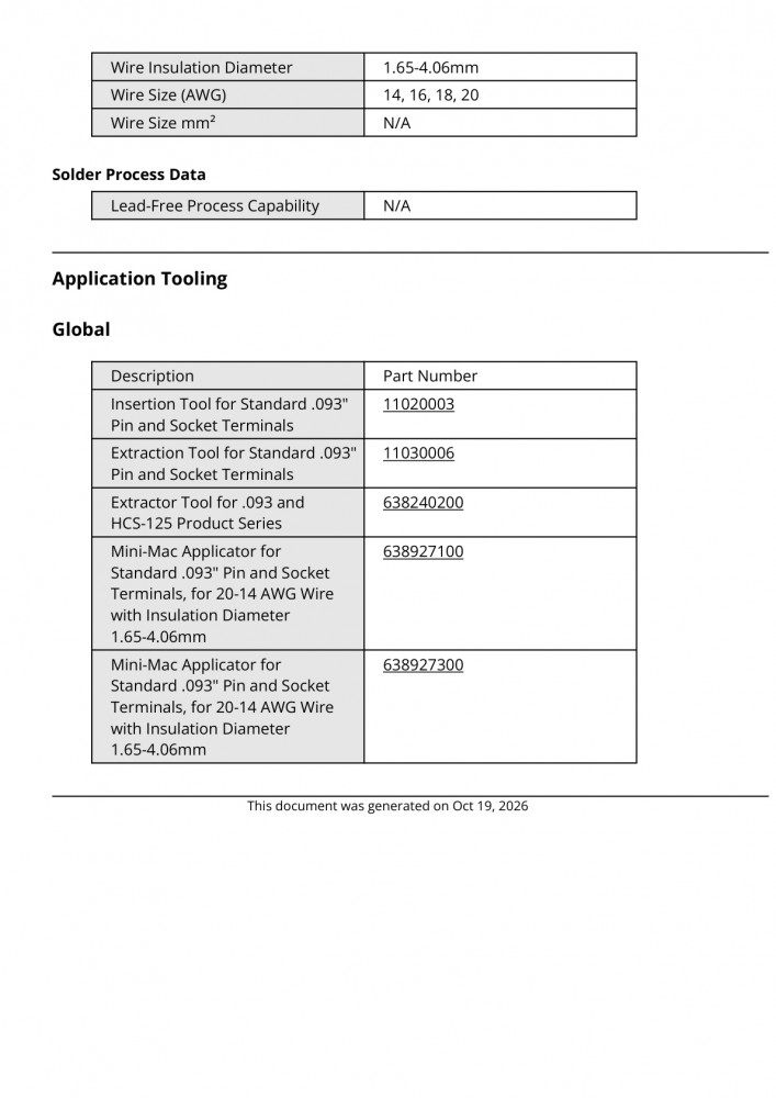 Molex .093 standard pin terminals technical document, page image 3