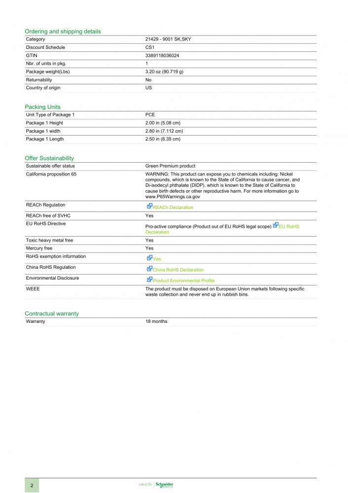 9001SKS88FB technical document page 2