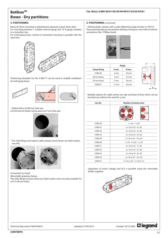 Legrand Batibox technical documentation, page 2