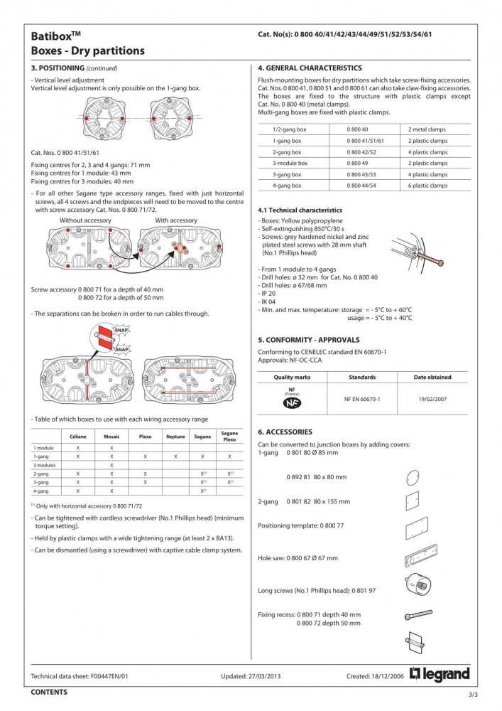 Legrand Batibox technical documentation, page 3