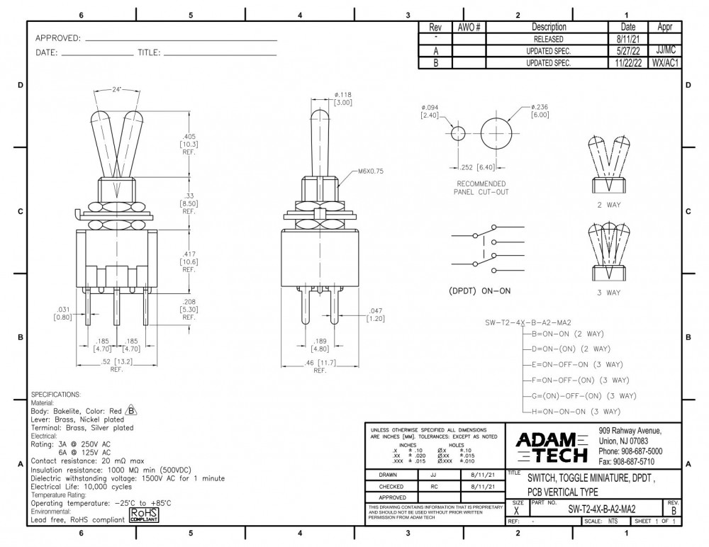 ADAM TECH SW-T2-4X-B-A2-MA2 technical drawing preview