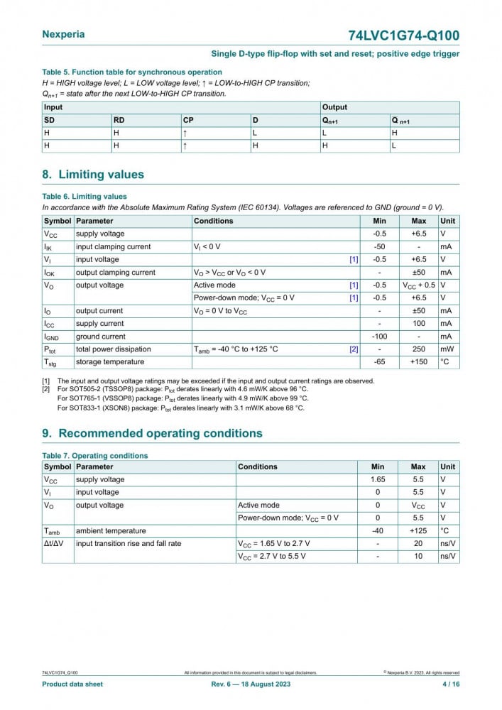 74LVC1G74GT-Q100X datasheet page 4