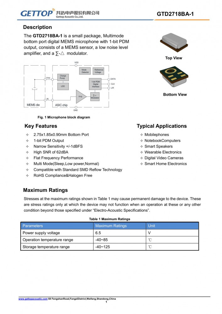 GTD2718BA-1 datasheet page 1