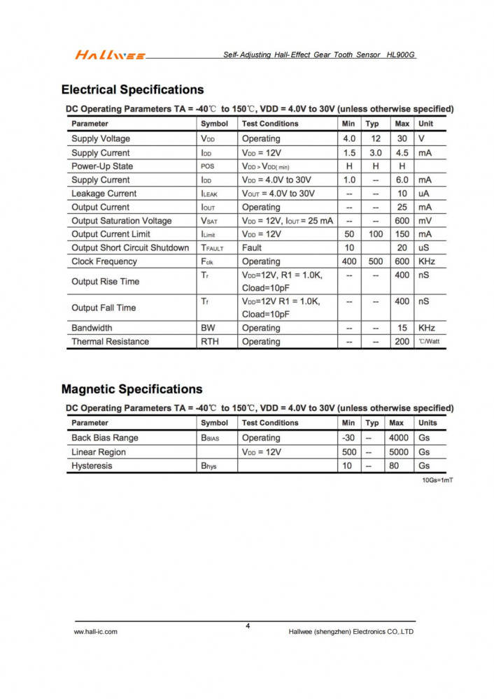 HL900G datasheet page 4