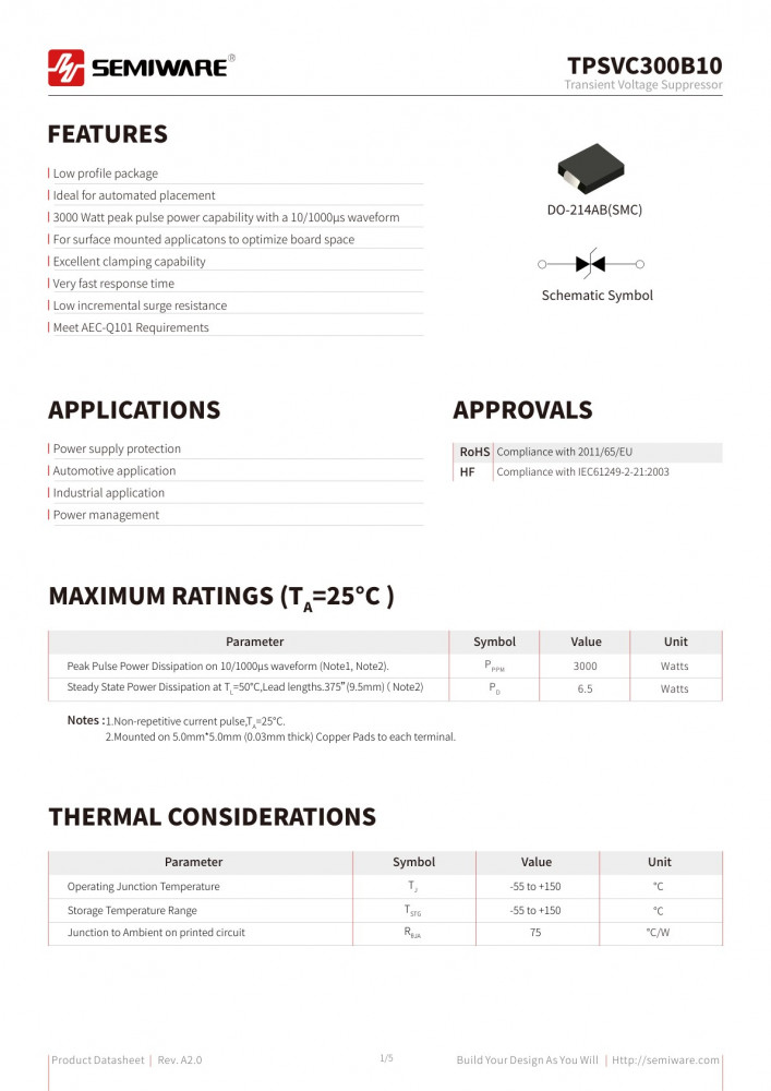 TPSVC300B10 datasheet page 1