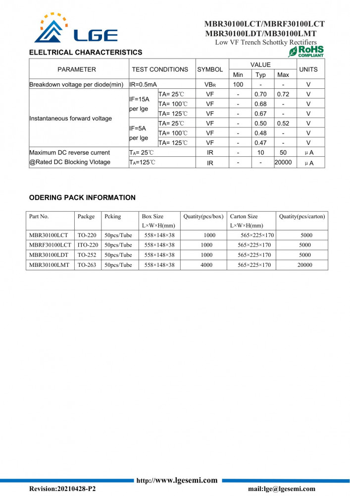 MBRF30100LCT datasheet page 2