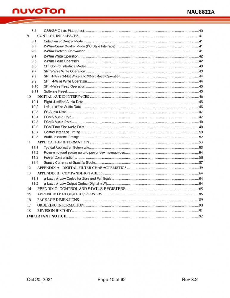 NAU8822A datasheet page 10