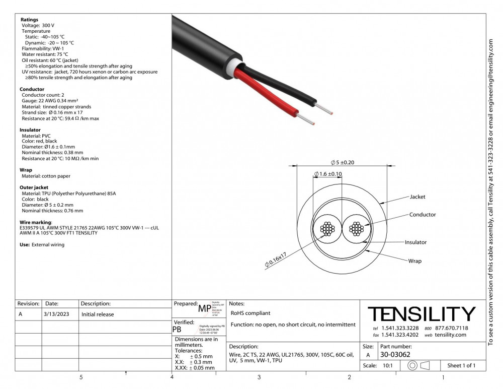 Tensility International 30-03062 product drawing