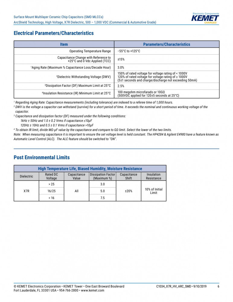 KEMET ArcShield datasheet page 6