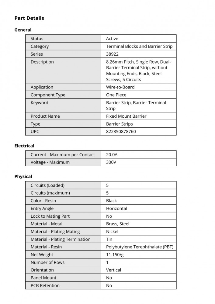 Technical document page 2 for MOLEX 389220005