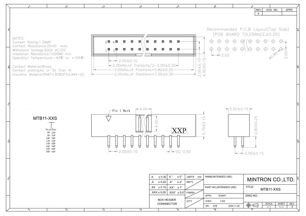 MINTRON MTB11-20S technical document preview