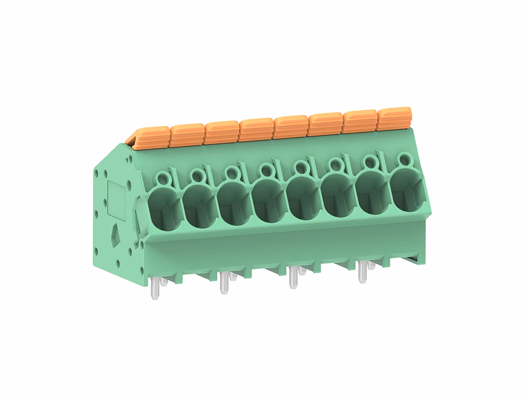 7.50mm Pitch Lever Activated Fixed Mount PCB Terminal Block, 35° Wire Entry, Left Front Terminal, 8 Circuits for sale