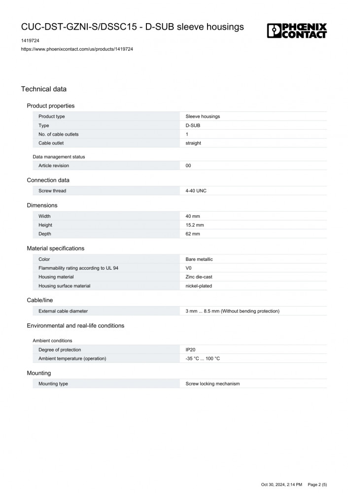 Phoenix Contact 1419724 technical document page 2
