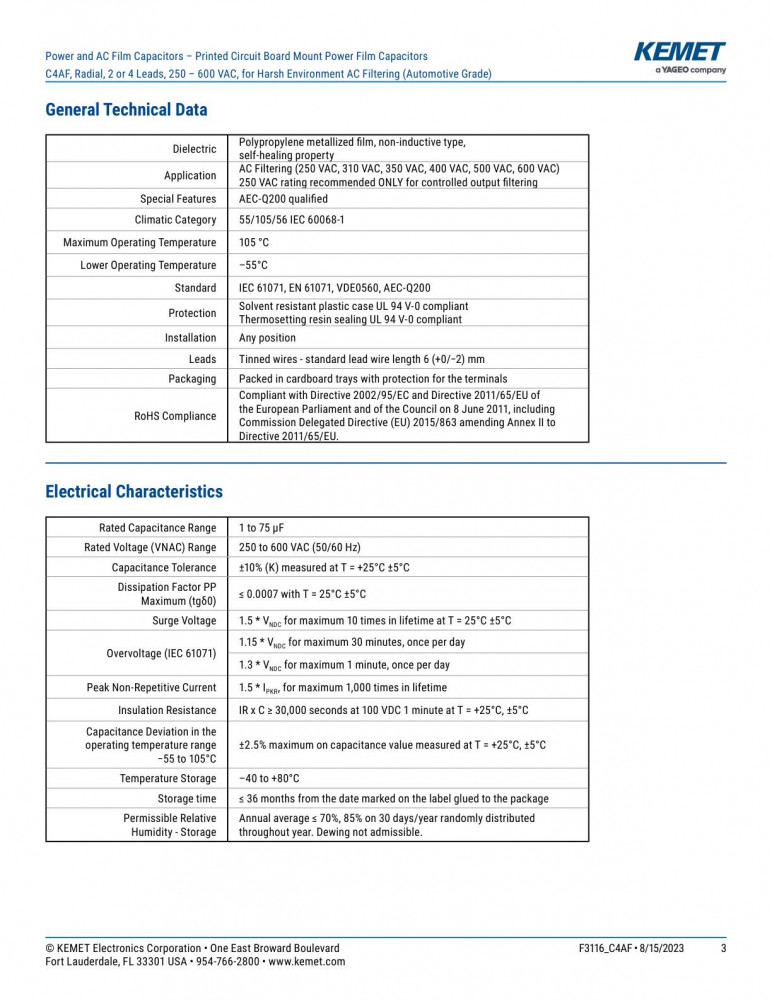 KEMET C4AF datasheet page 3