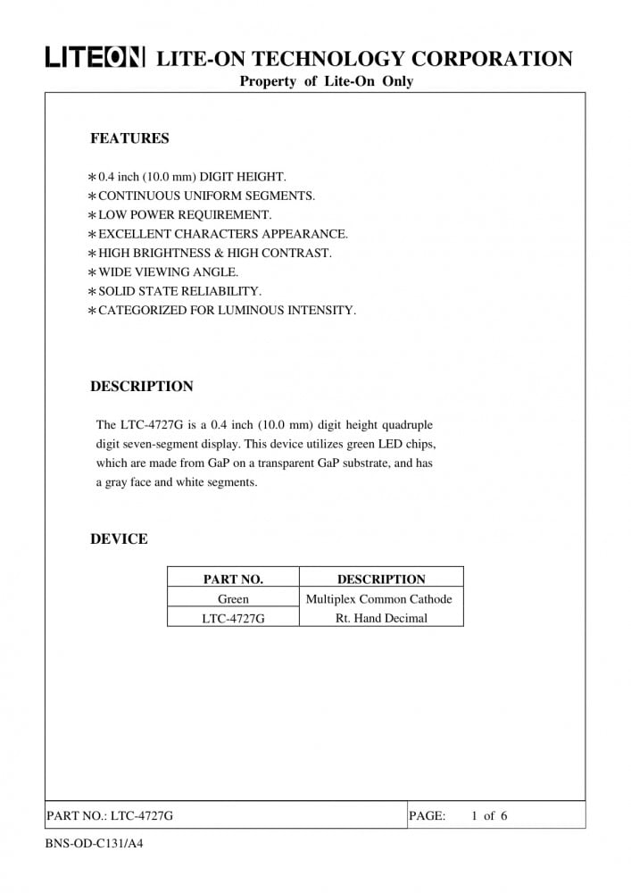 LTC-4727G datasheet page 2