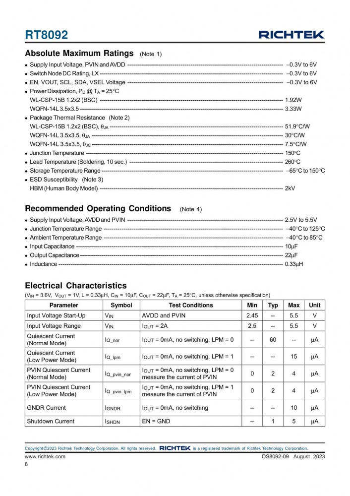 RT8092 technical document, page 8